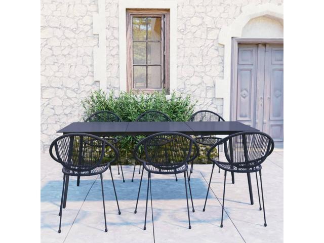 Click here for vidaXL Patio Dining Set 7 Piece PVC Rattan Black S... prices