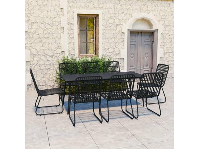 Click here for vidaXL Dining Set Black Poly rattan  powder-coated... prices