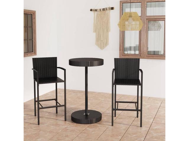 Click here for vidaXL Garden Bar Set Black PE rattan  powder-coat... prices