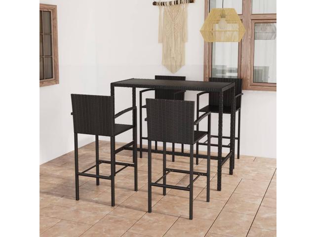 Click here for vidaXL Garden Bar Set Black PE Rattan Large Footre... prices