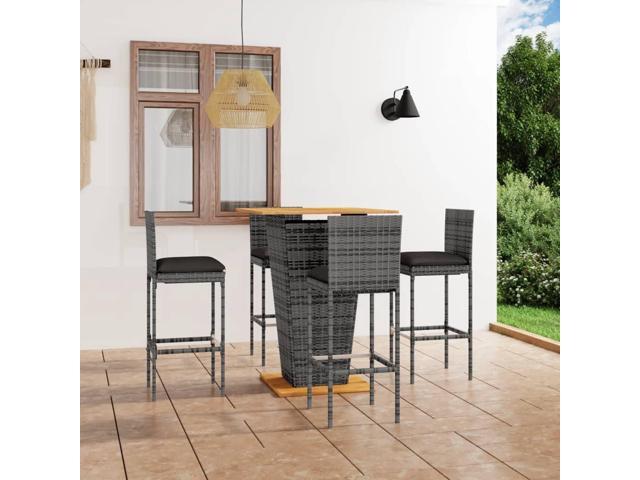 Click here for vidaXL Garden Bar Set Grey Poly Rattan Medium Dura... prices