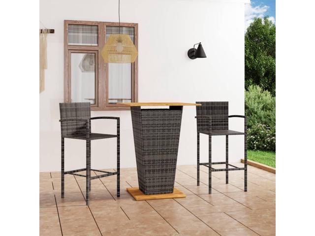 Click here for vidaXL Garden Bar Set Grey PE rattan Medium Footre... prices