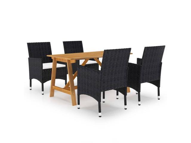 Click here for vidaXL Dining Set Black  Cream white Solid acacia... prices