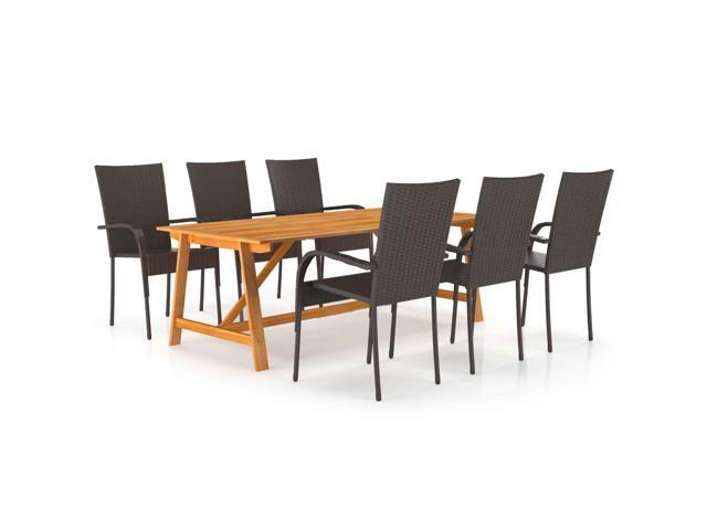 Click here for vidaXL Dining Set Brown Solid acacia wood  PE ratt... prices