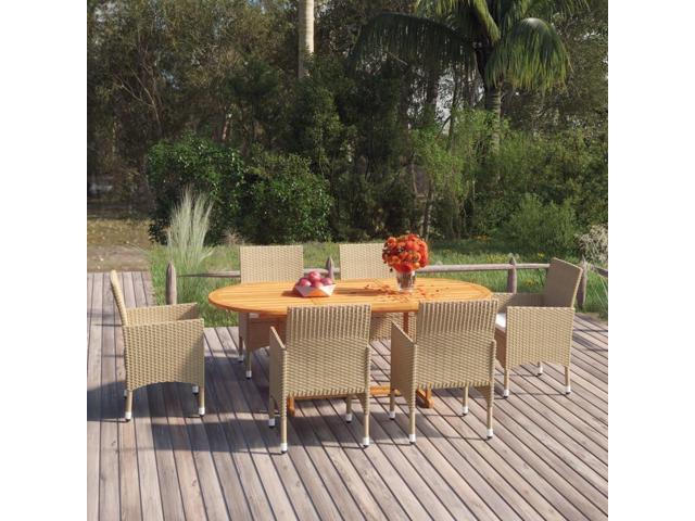 Click here for vidaXL Dining Set Beige  Cream White Solid Acacia... prices