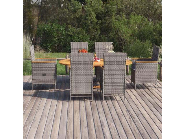 Click here for vidaXL Dining Set Grey PE rattan Large Adjustable... prices