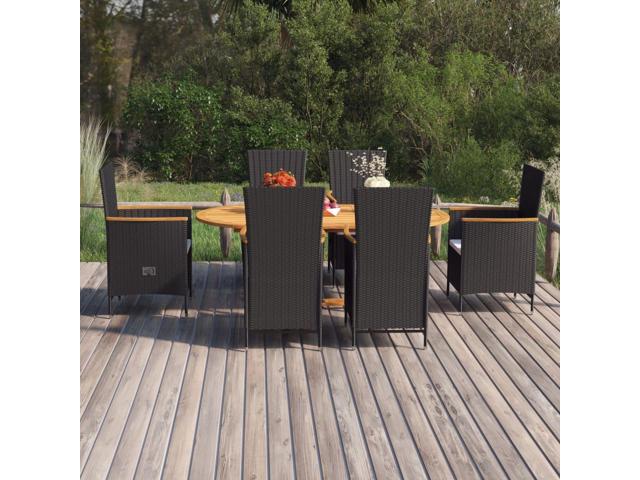 Click here for vidaXL Dining Set Black Solid Acacia wood Large Ad... prices