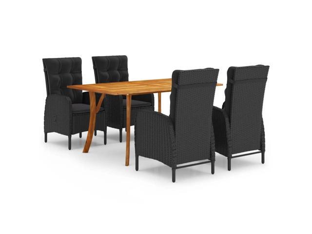 Click here for vidaXL Dining Set Black Solid Acacia wood  PE Ratt... prices