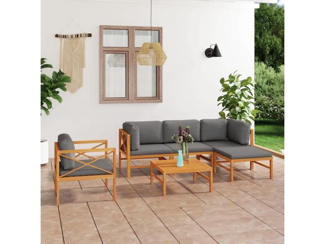 Click here for vidaXL Garden Lounge Set Grey  Teak Teak wood  Pol... prices