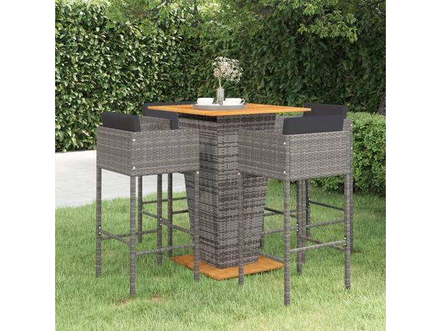 Click here for vidaXL Garden Bar Set Grey with dark grey cushions prices