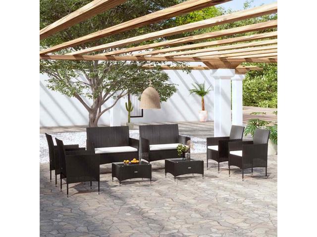 Click here for vidaXL Garden Lounge Set Black PE rattan  powder-c... prices