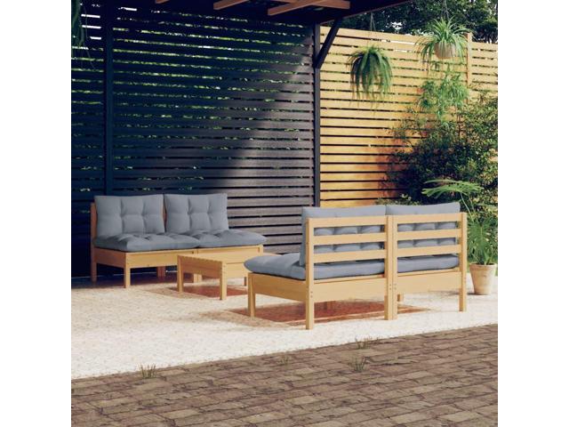 Click here for vidaXL Garden Lounge Set Grey  Light Wood Solid pi... prices