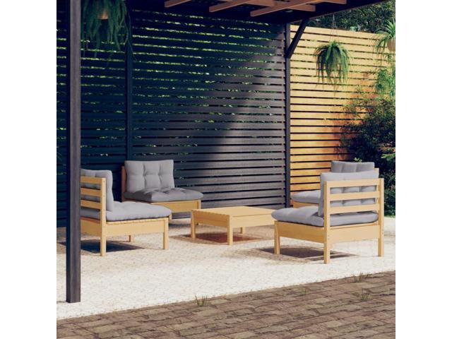 Click here for vidaXL Garden Lounge Set Grey Solid pinewood  fabr... prices