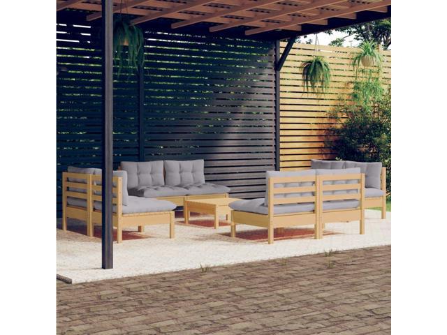 Click here for vidaXL Garden Lounge Set Grey Solid pinewood  fabr... prices