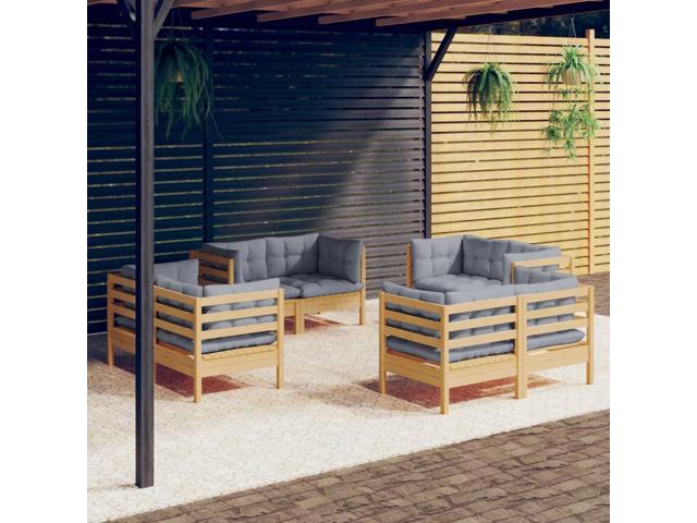 Click here for vidaXL Garden Lounge Set Grey Solid pine wood  fab... prices