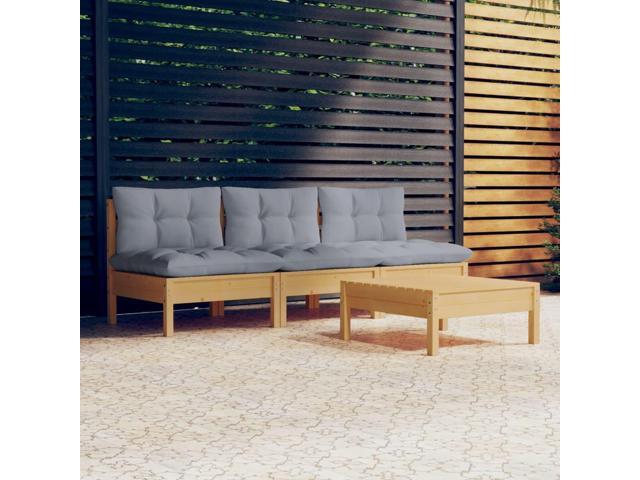 Click here for vidaXL Garden Lounge Set Grey  Natural Wood Solid... prices