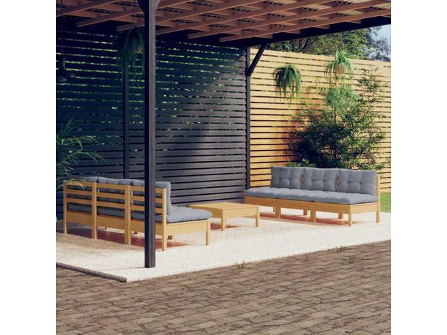 Click here for vidaXL Garden Lounge Set Light grey cushions  pine... prices