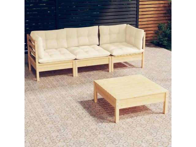 Click here for vidaXL Garden Lounge Set Cream Solid pinewood  fab... prices