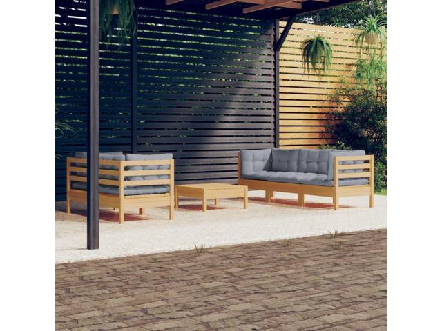 Click here for vidaXL Garden Lounge Set Grey Solid pine wood  fab... prices