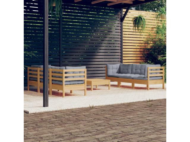Click here for vidaXL Garden Lounge Set Grey Solid pinewood  fabr... prices