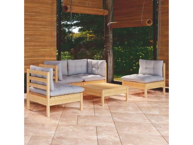 Click here for vidaXL Garden Lounge Set Grey Solid Pinewood  Poly... prices