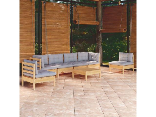 Click here for vidaXL Garden Lounge Set Grey Solid pine wood  fab... prices