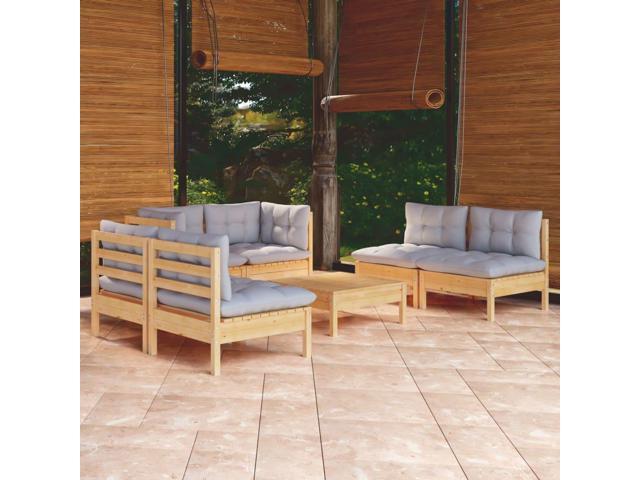 Click here for vidaXL Garden Lounge Set Grey Solid pinewood  Poly... prices