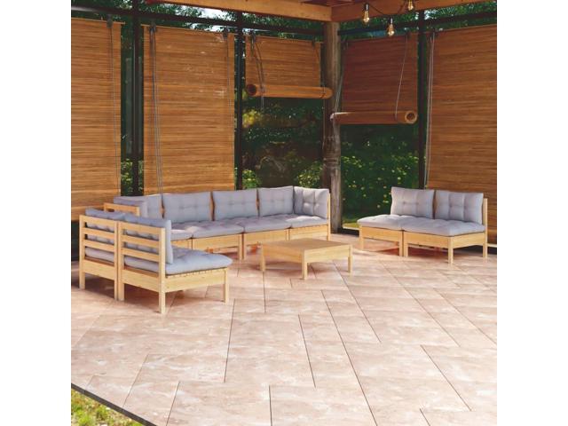 Click here for vidaXL Garden Lounge Set Grey Solid pinewood  fabr... prices
