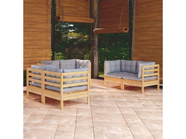 Click here for vidaXL Garden Lounge Set Grey  Natural Wood Solid... prices