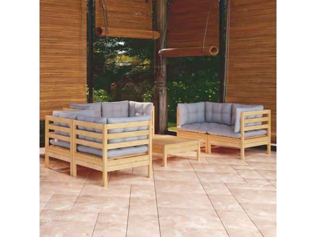 Click here for vidaXL Garden Lounge Set Grey Solid Pine Wood  Fab... prices