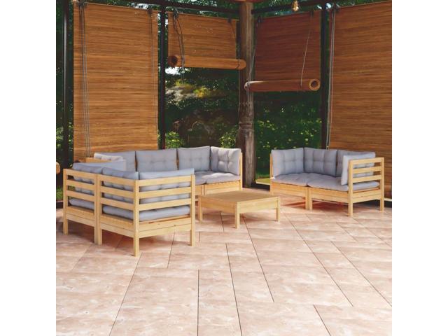 Click here for vidaXL Garden Lounge Set Grey Solid pinewood  fabr... prices