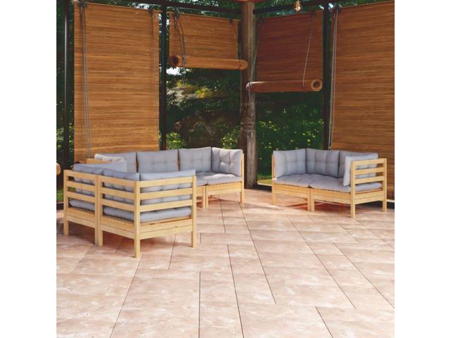 Click here for vidaXL Garden Lounge Set Grey Solid pinewood  fabr... prices