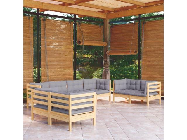 Click here for vidaXL Garden Lounge Set Grey Solid pine wood  fab... prices