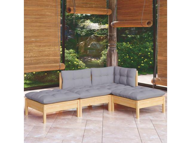 Click here for vidaXL Garden Lounge Set Grey Solid Pinewood Mediu... prices