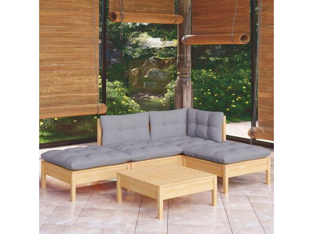 Click here for vidaXL Garden Lounge Set Grey cushions  Pine wood... prices