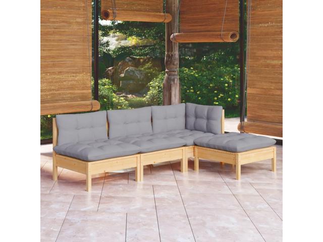 Click here for vidaXL Garden Lounge Set Grey cushions  Pinewood f... prices