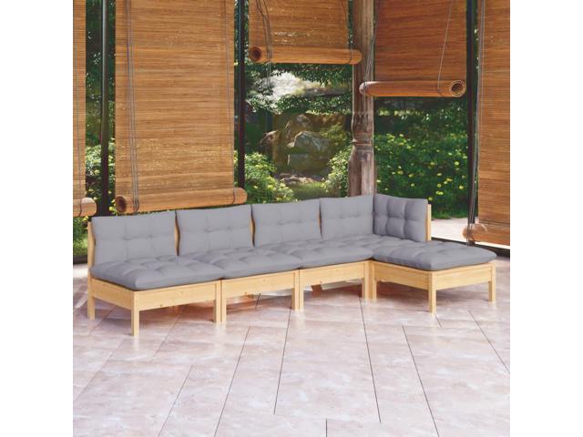 Click here for vidaXL Garden Lounge Set Grey  Pine Solid pine woo... prices