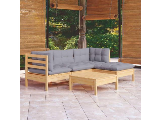 Click here for vidaXL Garden Lounge Set Grey Solid pinewood  fabr... prices