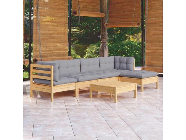 Click here for vidaXL Garden Lounge Set Grey Solid pine wood  fab... prices