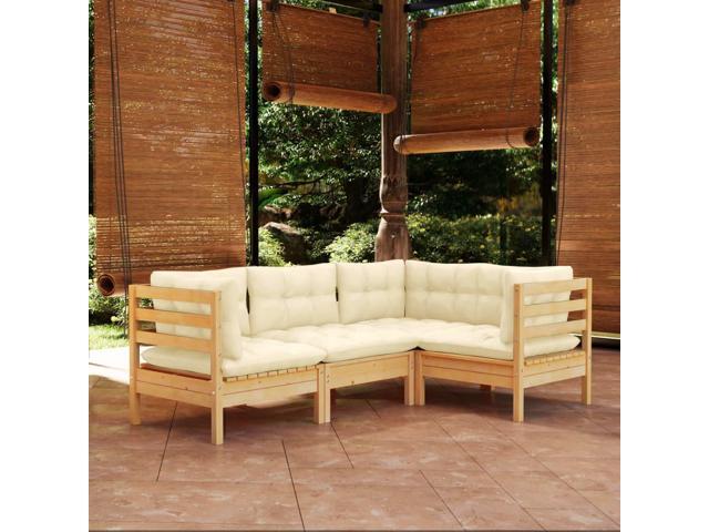 Click here for vidaXL Garden Lounge Set Cream cushions with natur... prices