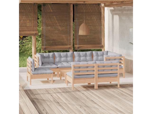 Click here for vidaXL Solid Pinewood Patio Lounge Set 9 Piece wit... prices