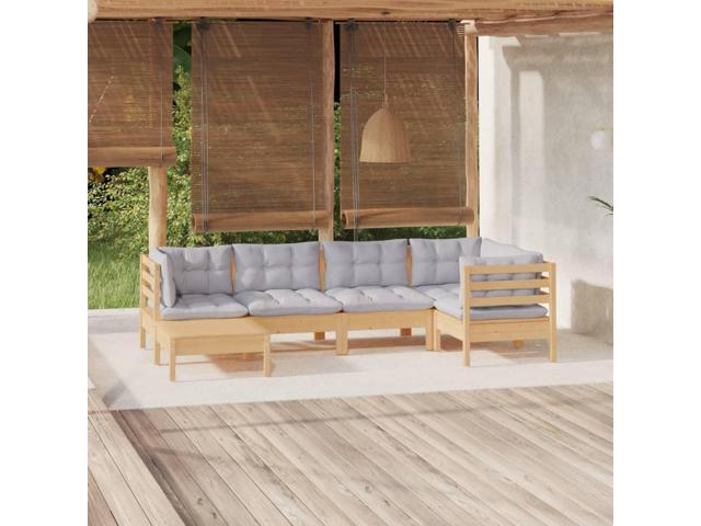 Click here for vidaXL Garden Lounge Set Grey Solid pinewood  fabr... prices