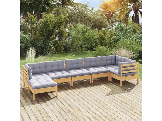 Click here for vidaXL Garden Lounge Set Grey Solid Pinewood  Poly... prices