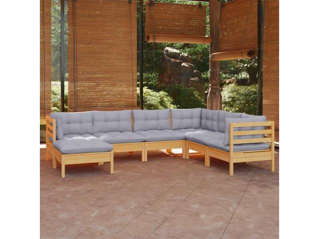 Click here for vidaXL Garden Lounge Set Light Grey  Natural Wood... prices