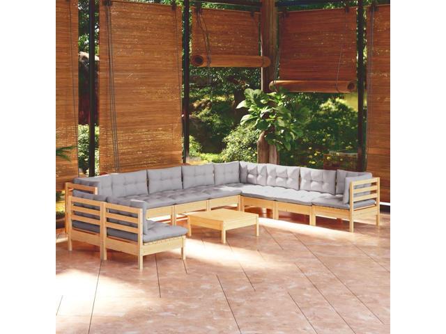Click here for vidaXL Garden Lounge Set Gray  Natural Wood Solid... prices