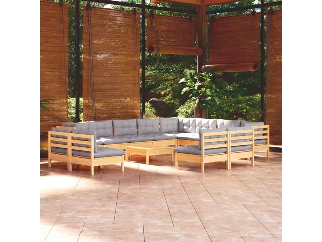 Click here for vidaXL Garden Lounge Set Grey Solid pine wood  fab... prices