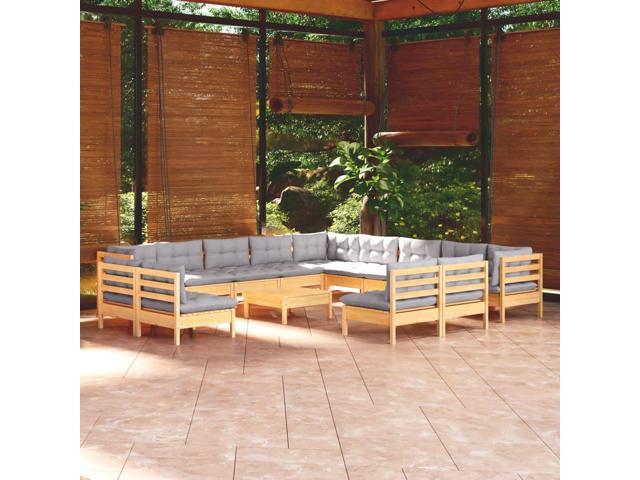 Click here for vidaXL Garden Lounge Set Grey Solid pinewood Stand... prices