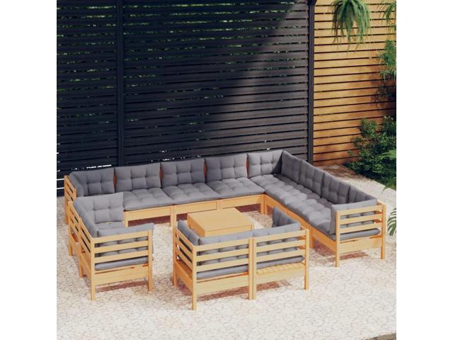 Click here for vidaXL Garden Lounge Set Grey and Pine Solid Pinew... prices