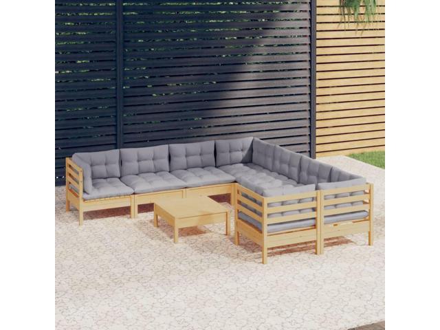 Click here for vidaXL Garden Lounge Set Grey Solid pinewood  fabr... prices