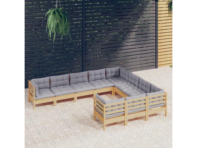 Click here for vidaXL Garden Lounge Set Grey Solid pinewood  fabr... prices